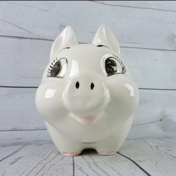 Accents | White Piggy Bank Hand Painted Face Girl Bonnet | Poshmark
